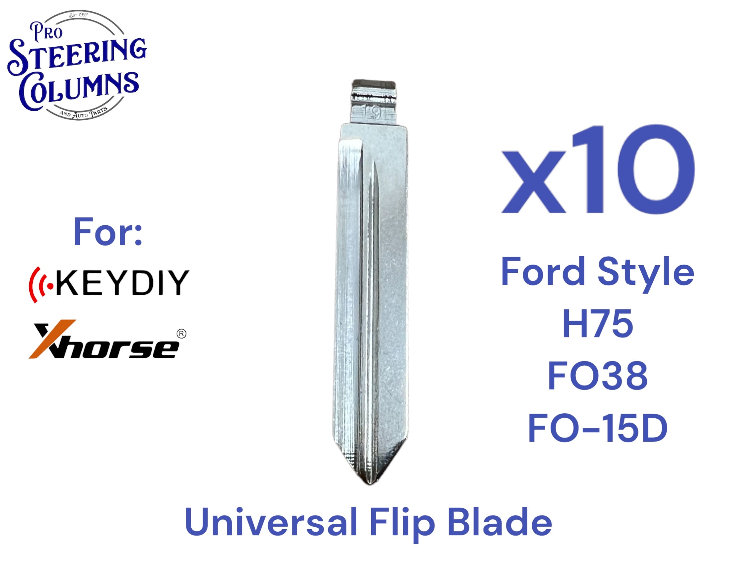 10x Xhorse Keydiy Universal Flip Key Remote Key Blades Ford H75 FO38 ...